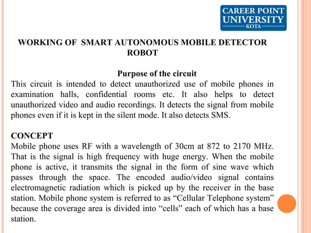 Smart Autonomous Mobile detector Robot | PPT