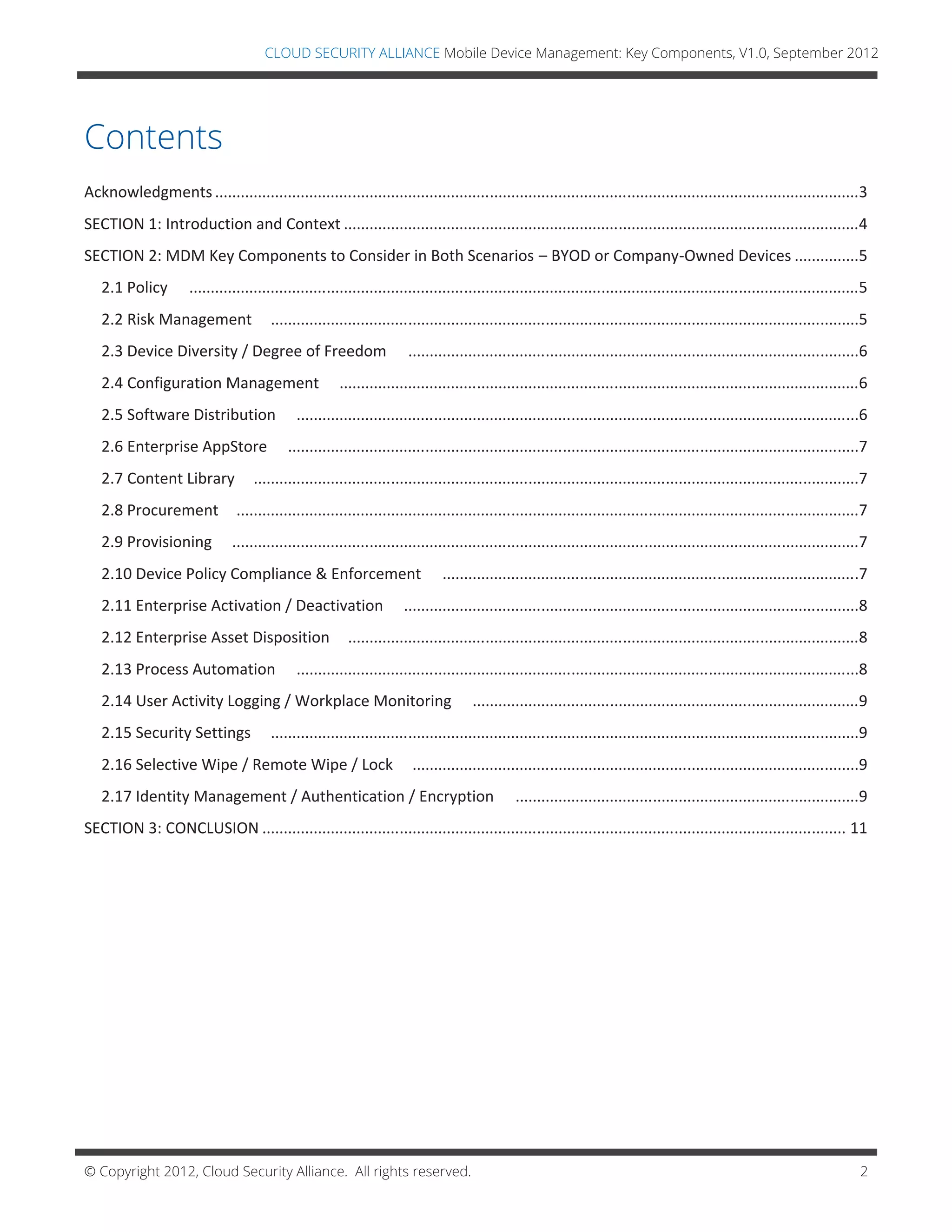 Mobile device management key components | PDF