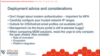 O365Engage17 - Mobile device management options in office 365 and ...