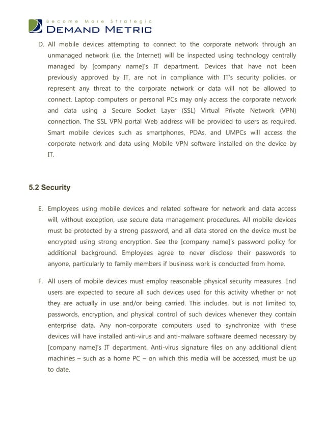 Mobile Device Policy Template | PDF | Smartphones | Consumer Electronics