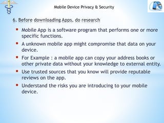 Mobile device privacy and security | PPTX