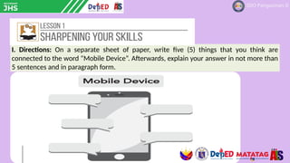 MOBILE DEVICES POWER POINT PRESENTATION LEARNING STRAND 6 | PPTX