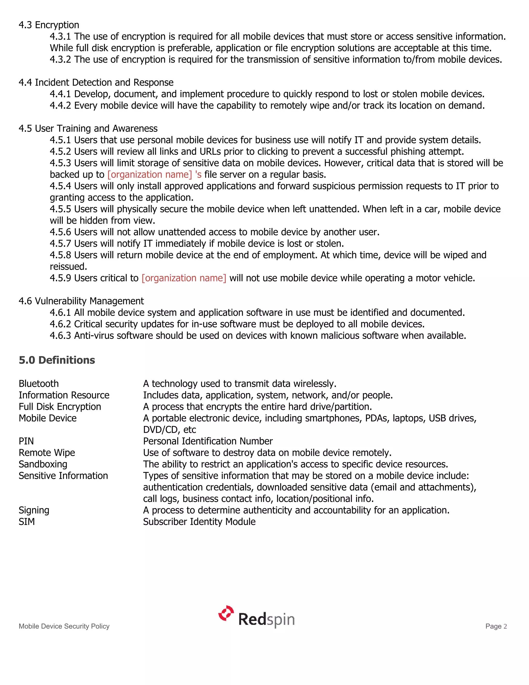 Mobile Device Security Policy Doc Operating Systems Computer
