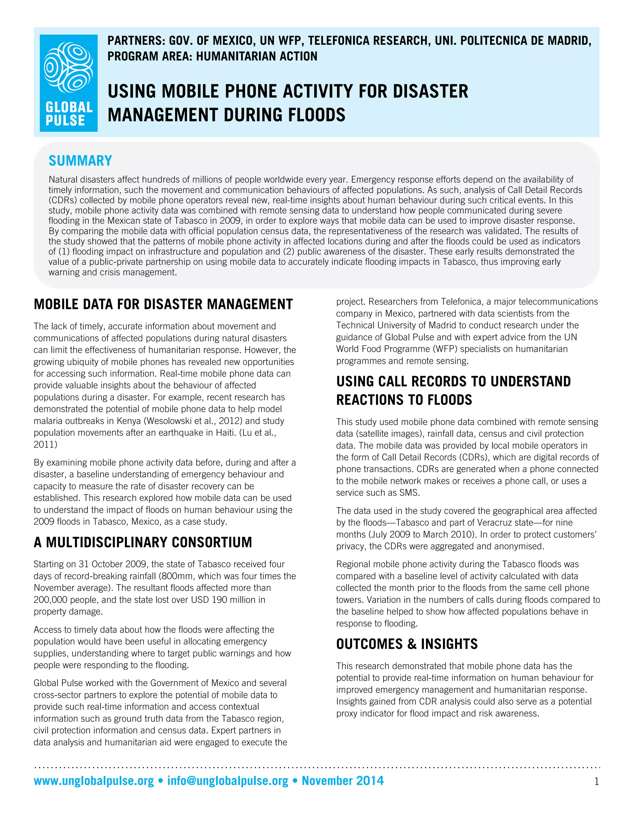 Using Mobile Phone Activity for Disaster Management During Floods ...