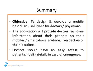 Mobile based EMR | PDF | Operating Systems | Computer Software and Applications