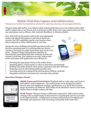 Ovalpath Mobile Field Data Capture | PDF