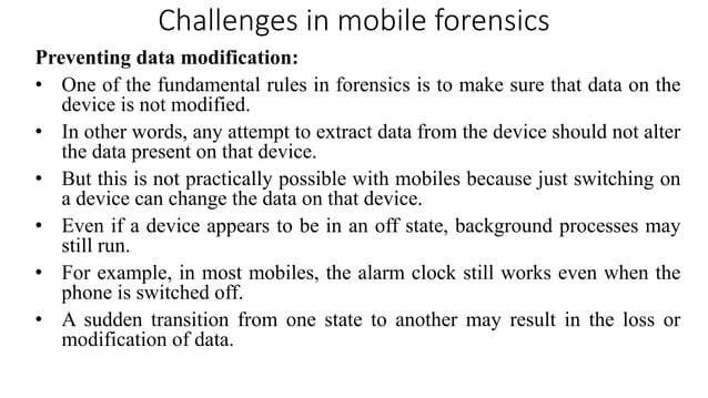 Mobile Forensics challenges and Extraction process | PPT