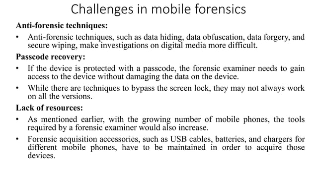 Mobile Forensics challenges and Extraction process | PPT