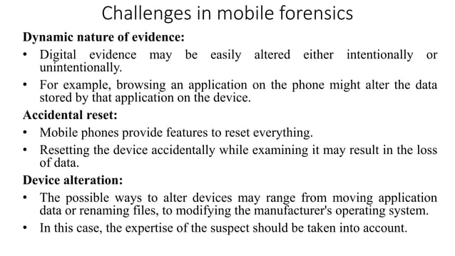 Mobile Forensics challenges and Extraction process | PPT