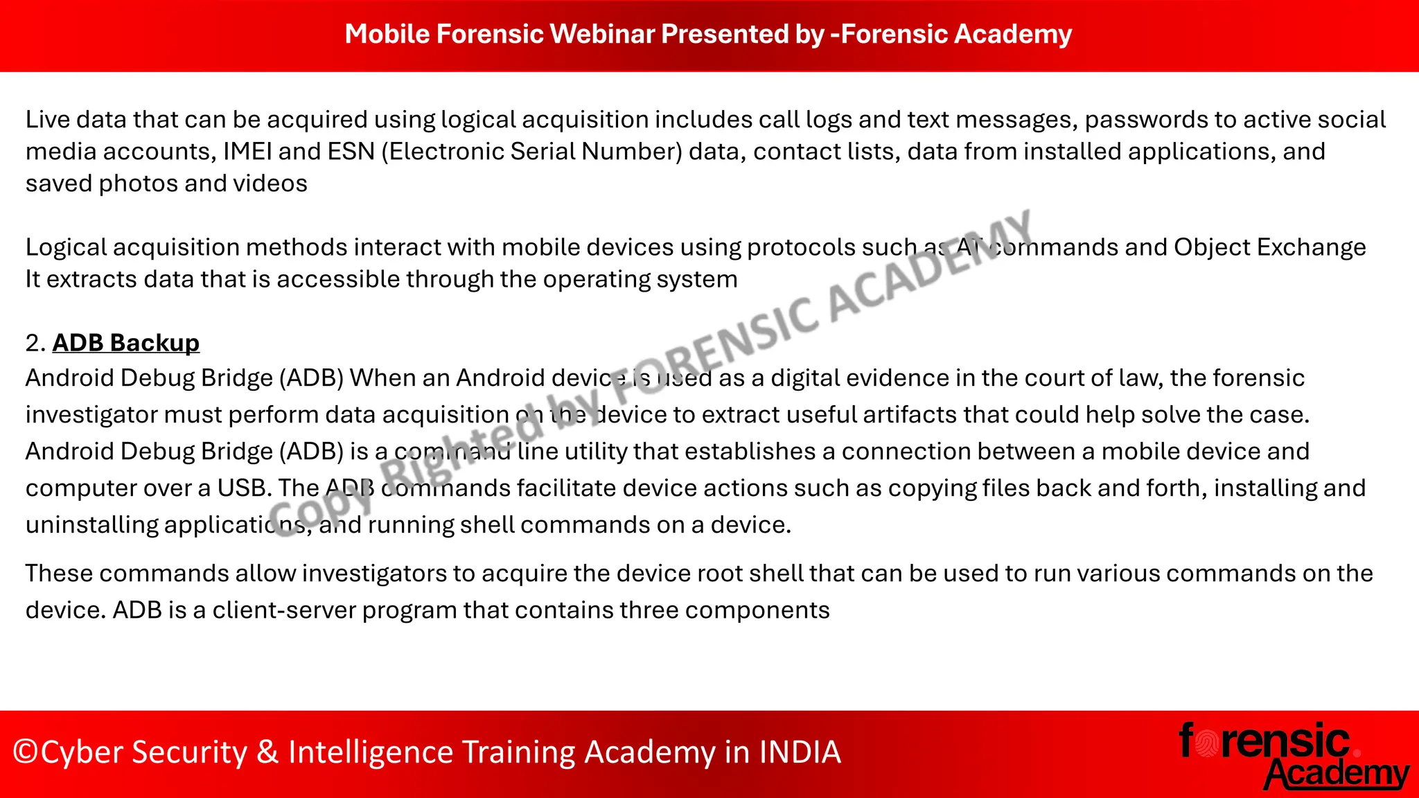 Mobile Forensic Webinar by Forensic Academy | PDF | Operating Systems | Computer Software and ...