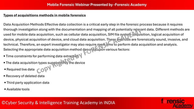Mobile Forensic Webinar by Forensic Academy | PDF | Operating Systems | Computer Software and ...