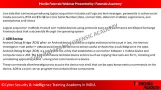 Mobile Forensic Webinar by Forensic Academy | PDF | Operating Systems | Computer Software and ...