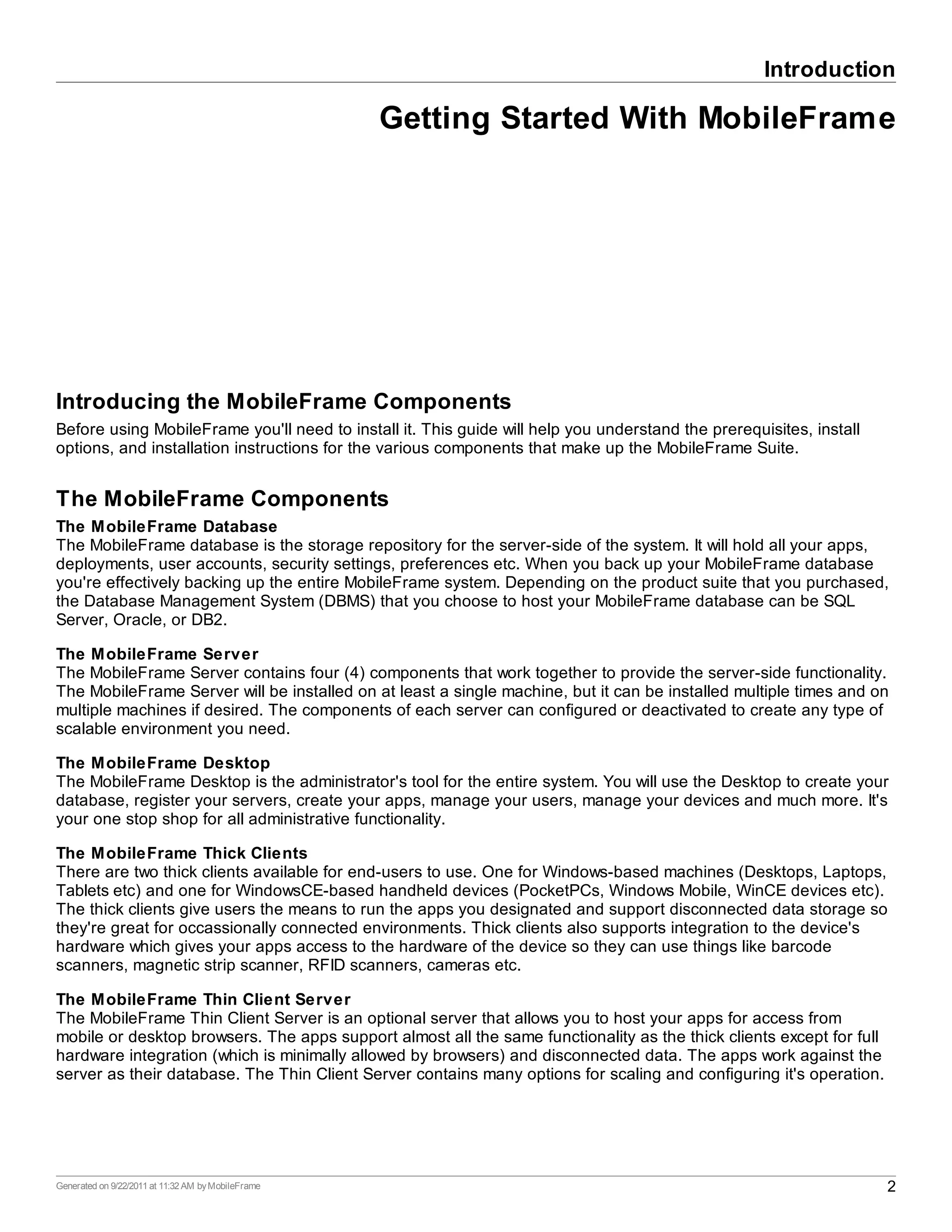 Mobile frame getting started guide v5 0 | PDF