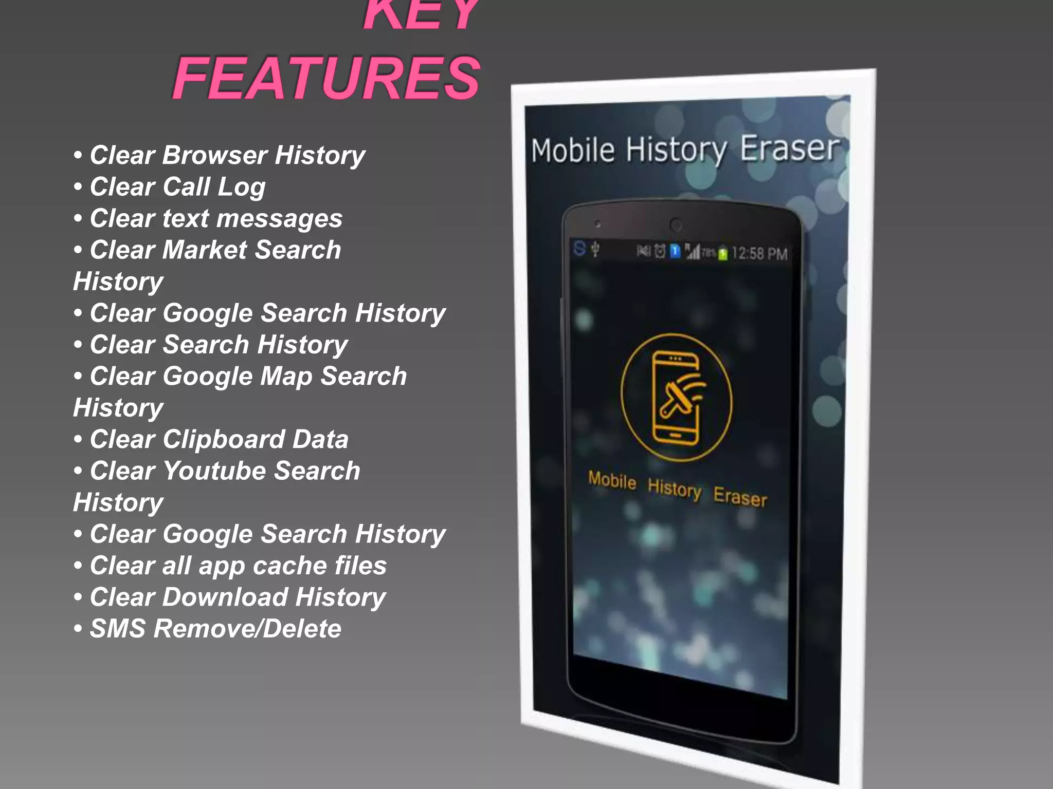 Mobile history eraser | PPTX | Internet | Computing