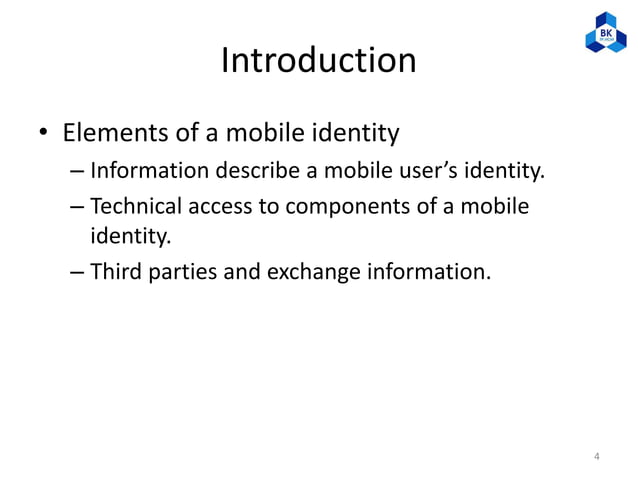 Mobile identity in network | PPT