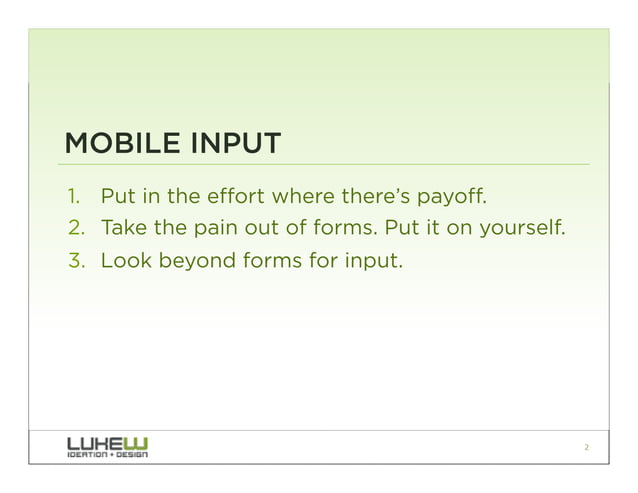 Mobile input lukew | PPT