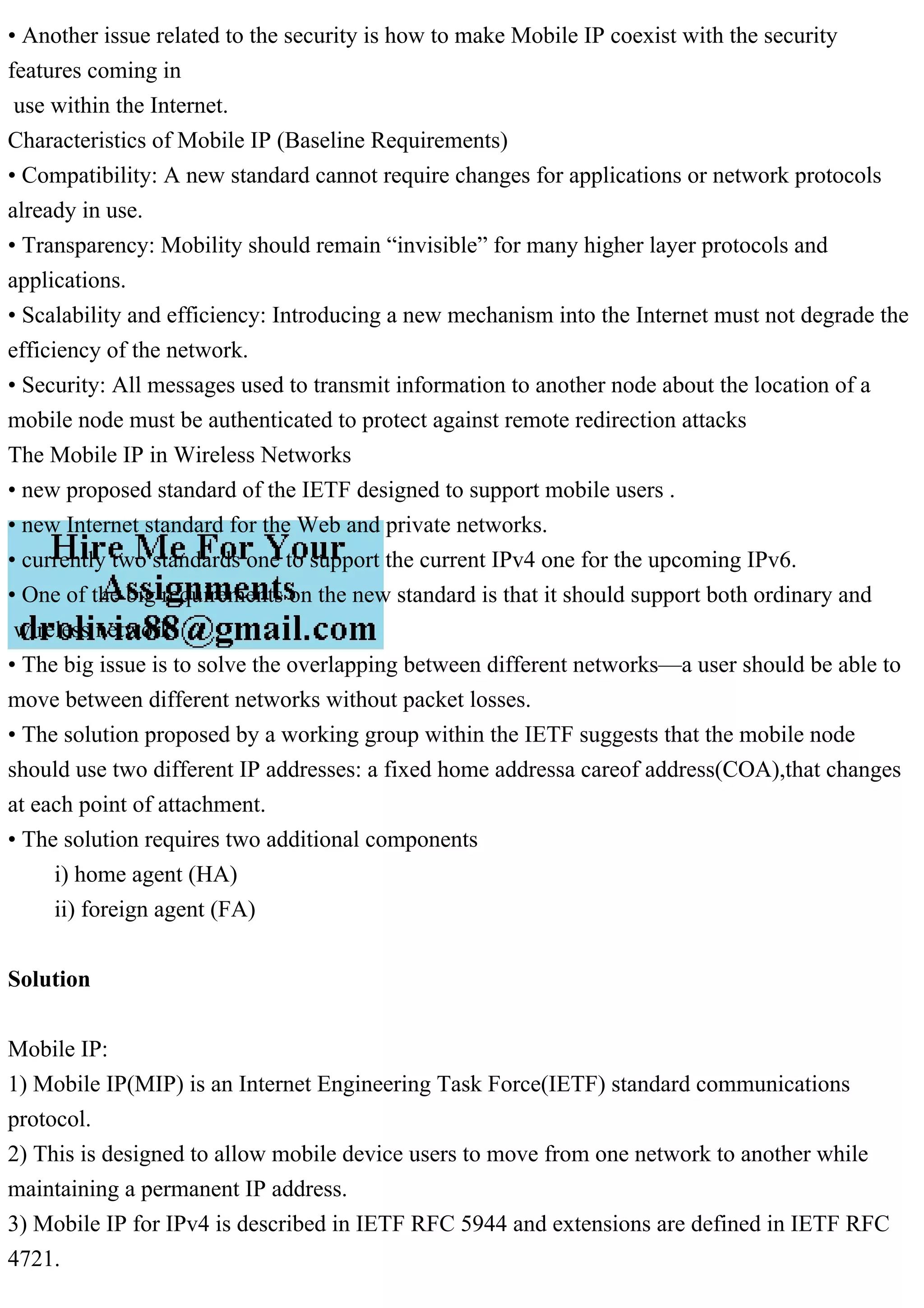 Mobile IP1) Mobile IP(MIP) is an Internet Engineering Task Force(.pdf
