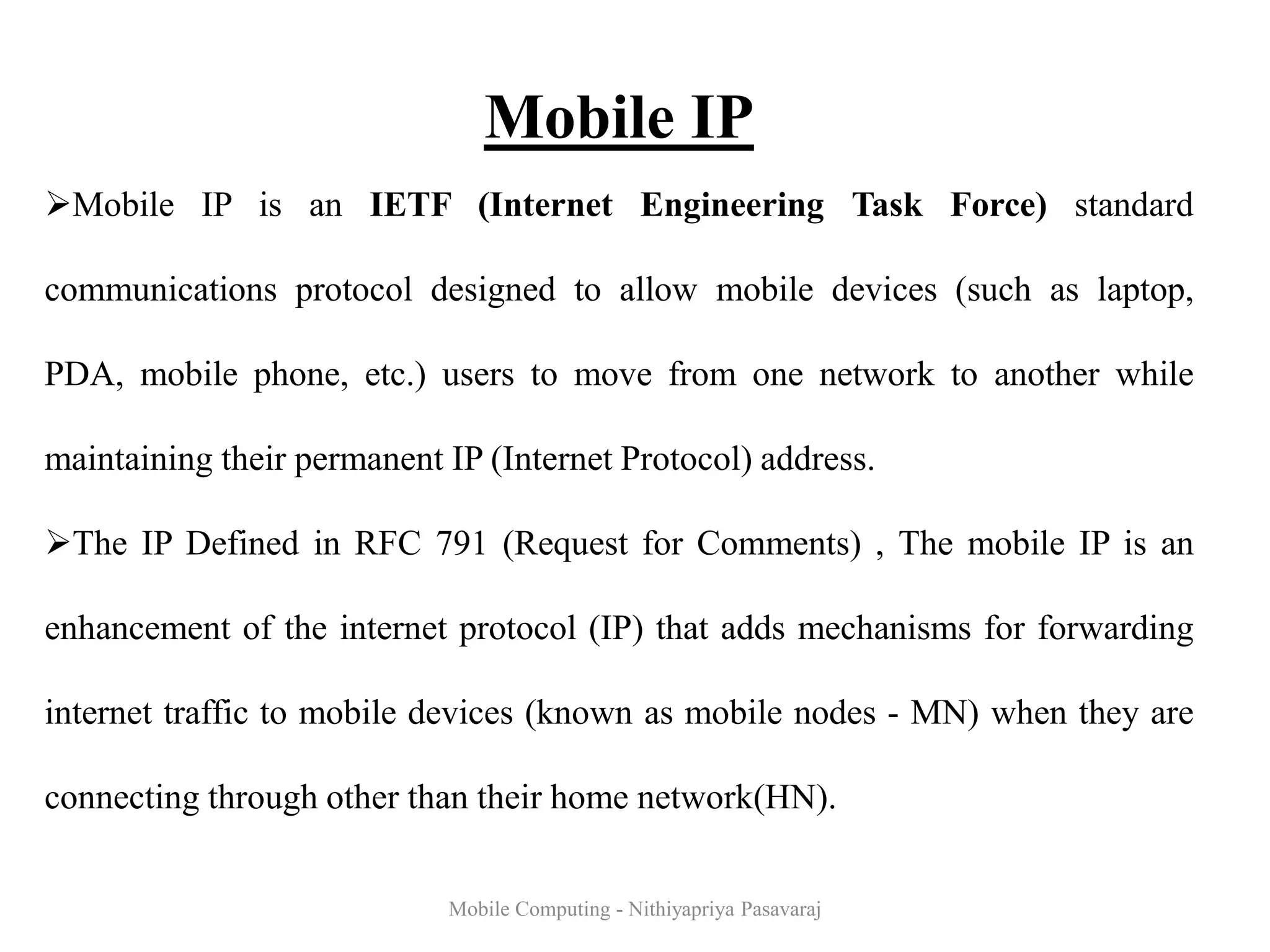 Mobile ip overview | PPSX