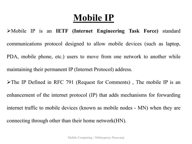 Mobile ip overview | PPSX | Internet | Computing