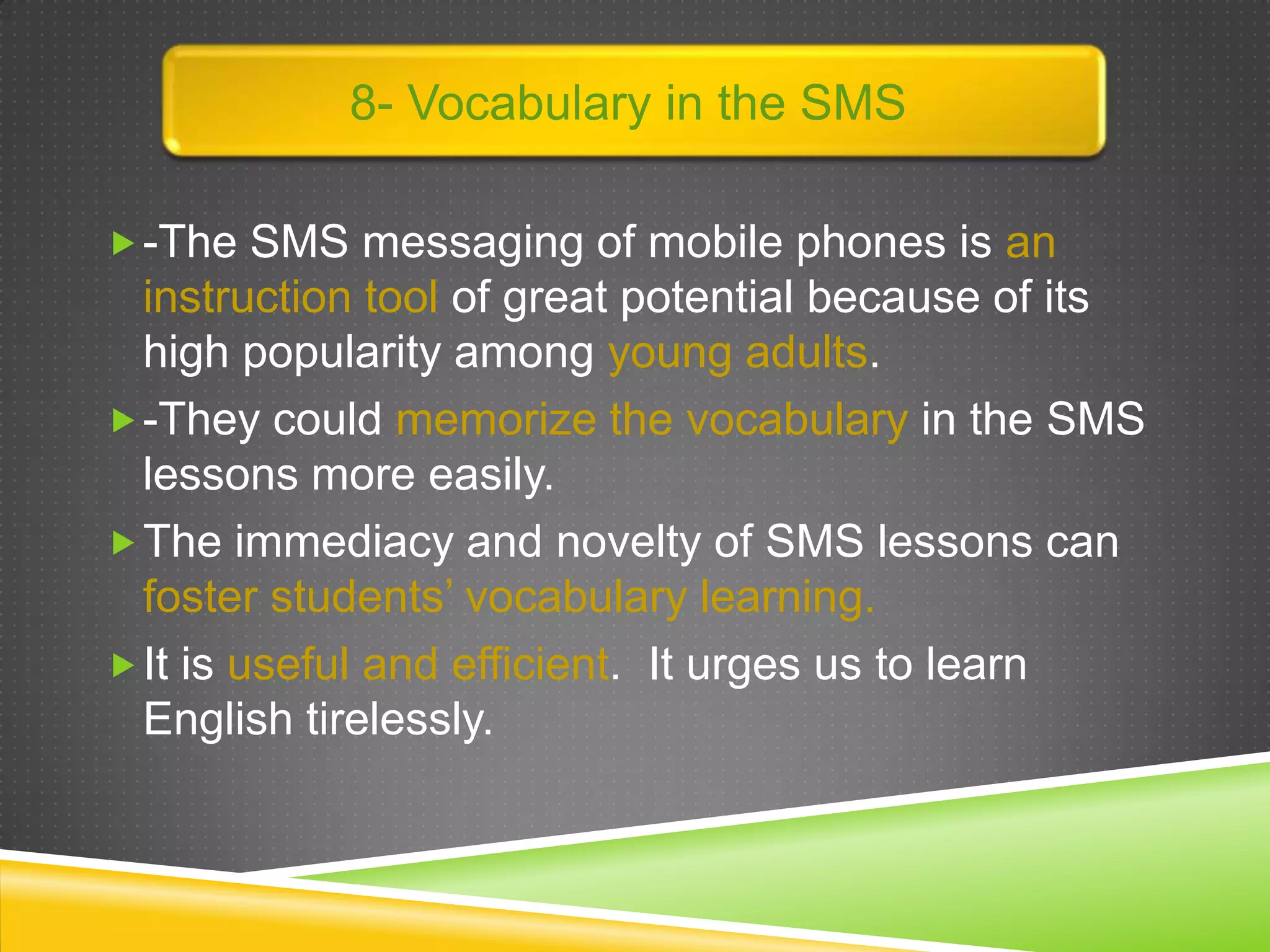 Mobile learning teaching vocabulary | PPTX