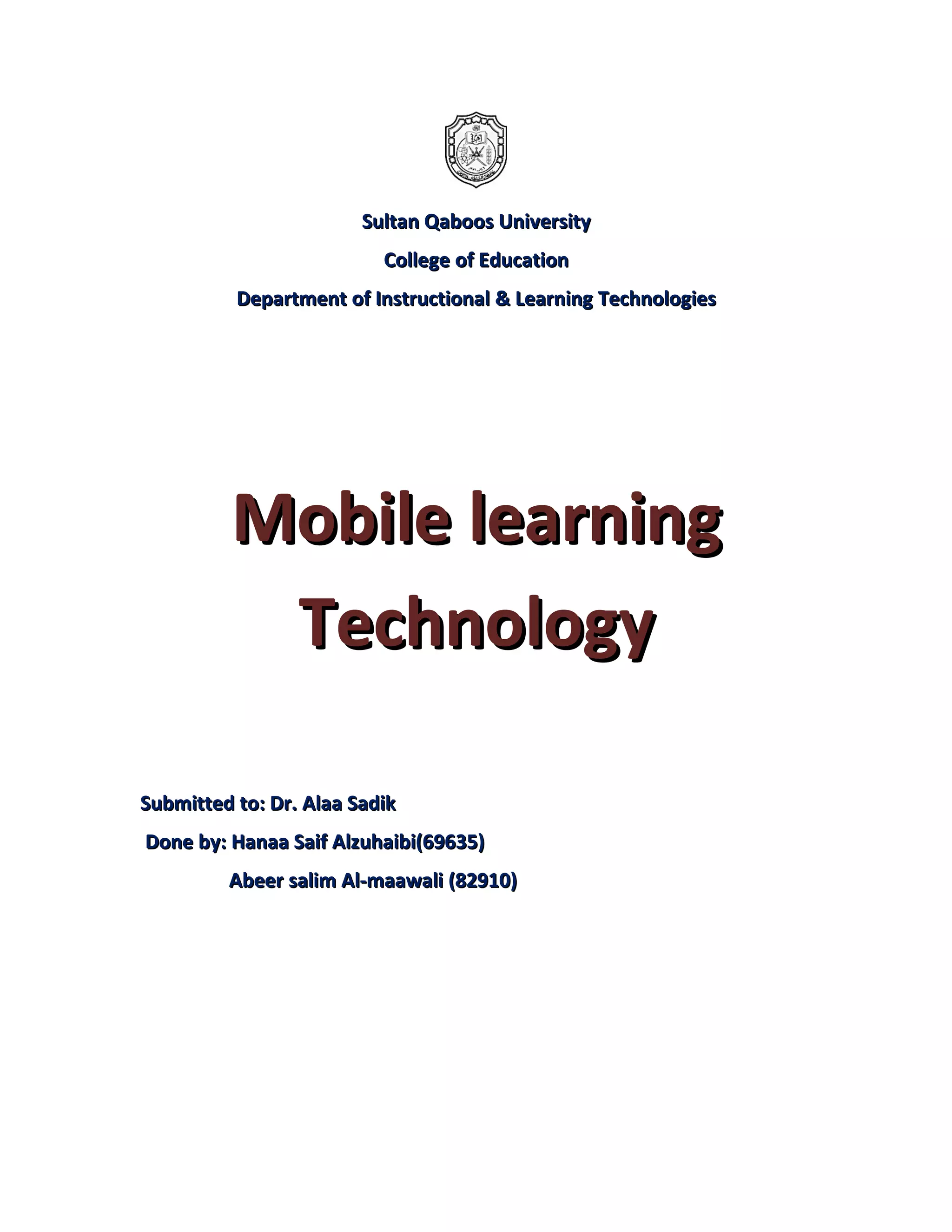 Mobile Learning Technology | DOC