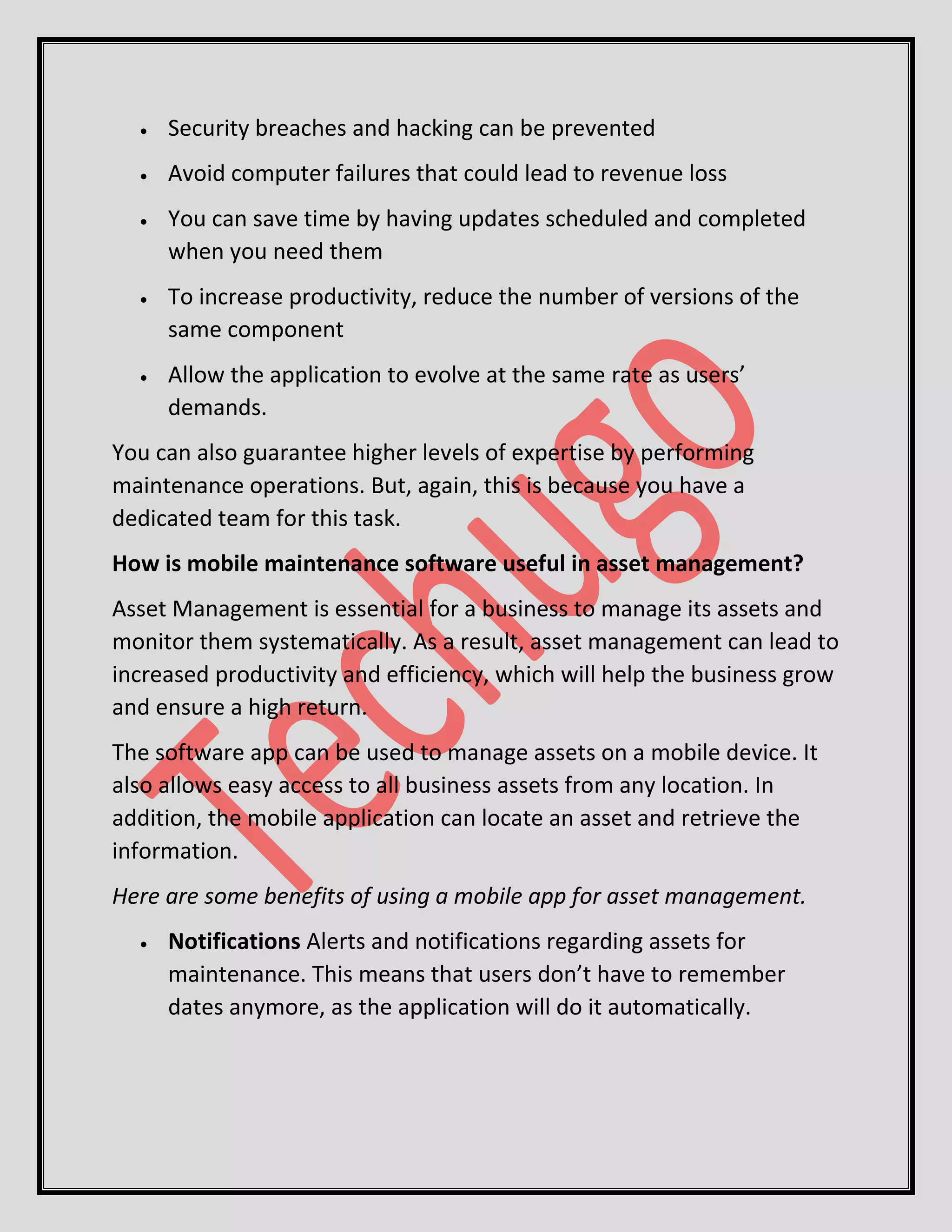 Mobile Maintenance Software.pdf | Computer Software and Applications | Computing