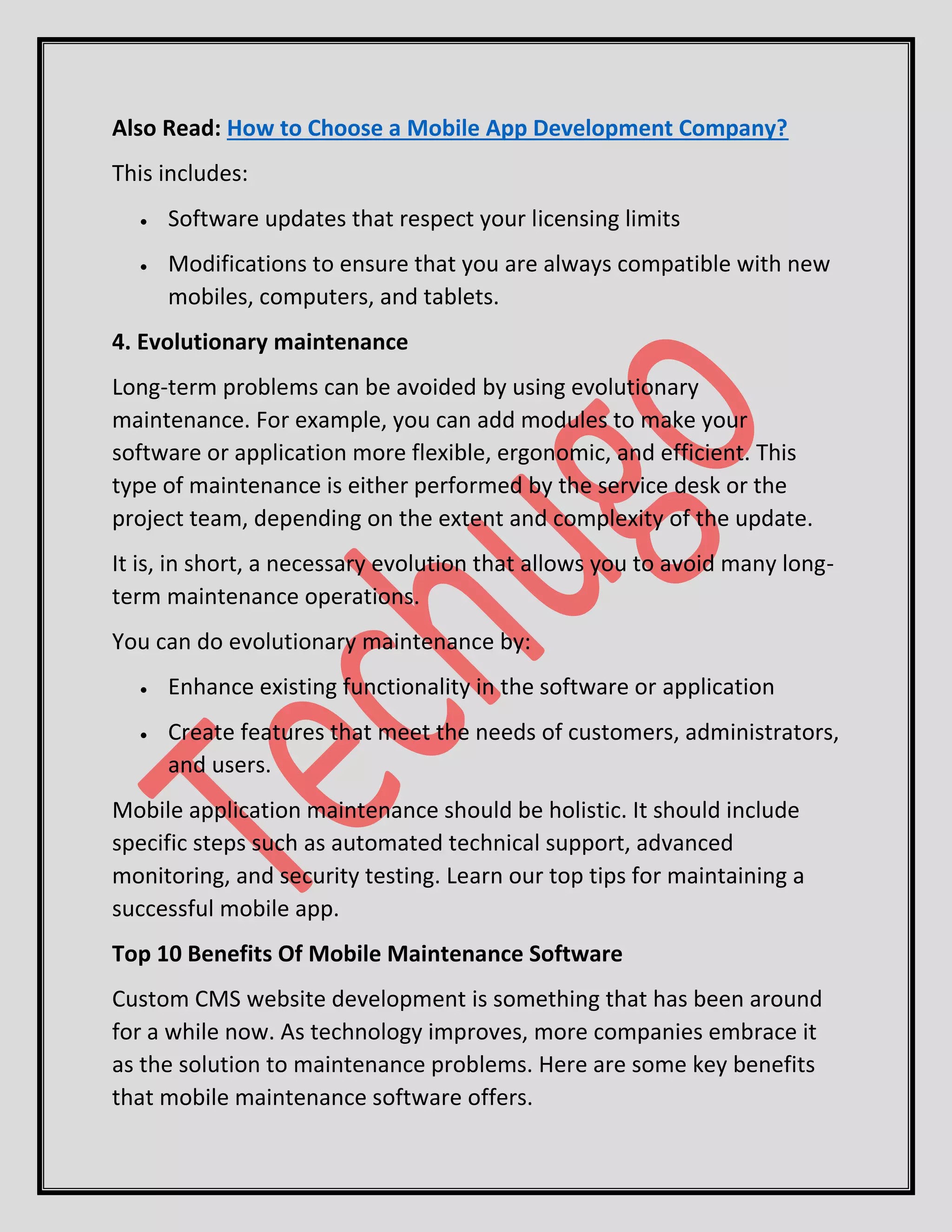 Mobile Maintenance Software.pdf | Computer Software and Applications | Computing