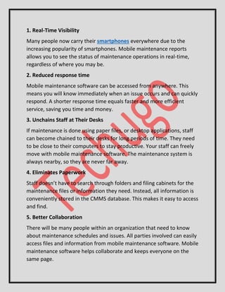 Mobile Maintenance Software.pdf | Computer Software and Applications ...
