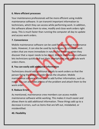 Mobile Maintenance Software.pdf | Computer Software and Applications ...