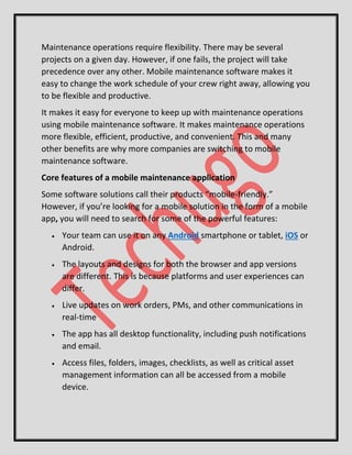 Mobile Maintenance Software.pdf | Computer Software and Applications ...
