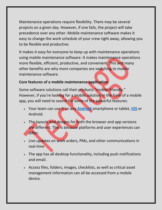 Mobile Maintenance Software.pdf | Computer Software and Applications | Computing