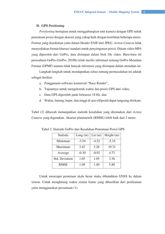 Integrasi Sensor - Mobile Mapping System Using Action Camera | PDF