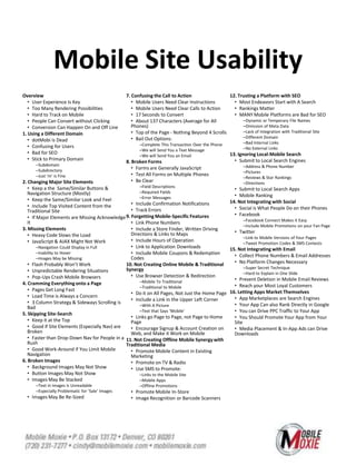 Mobile marketing notes pages by session | PPTX