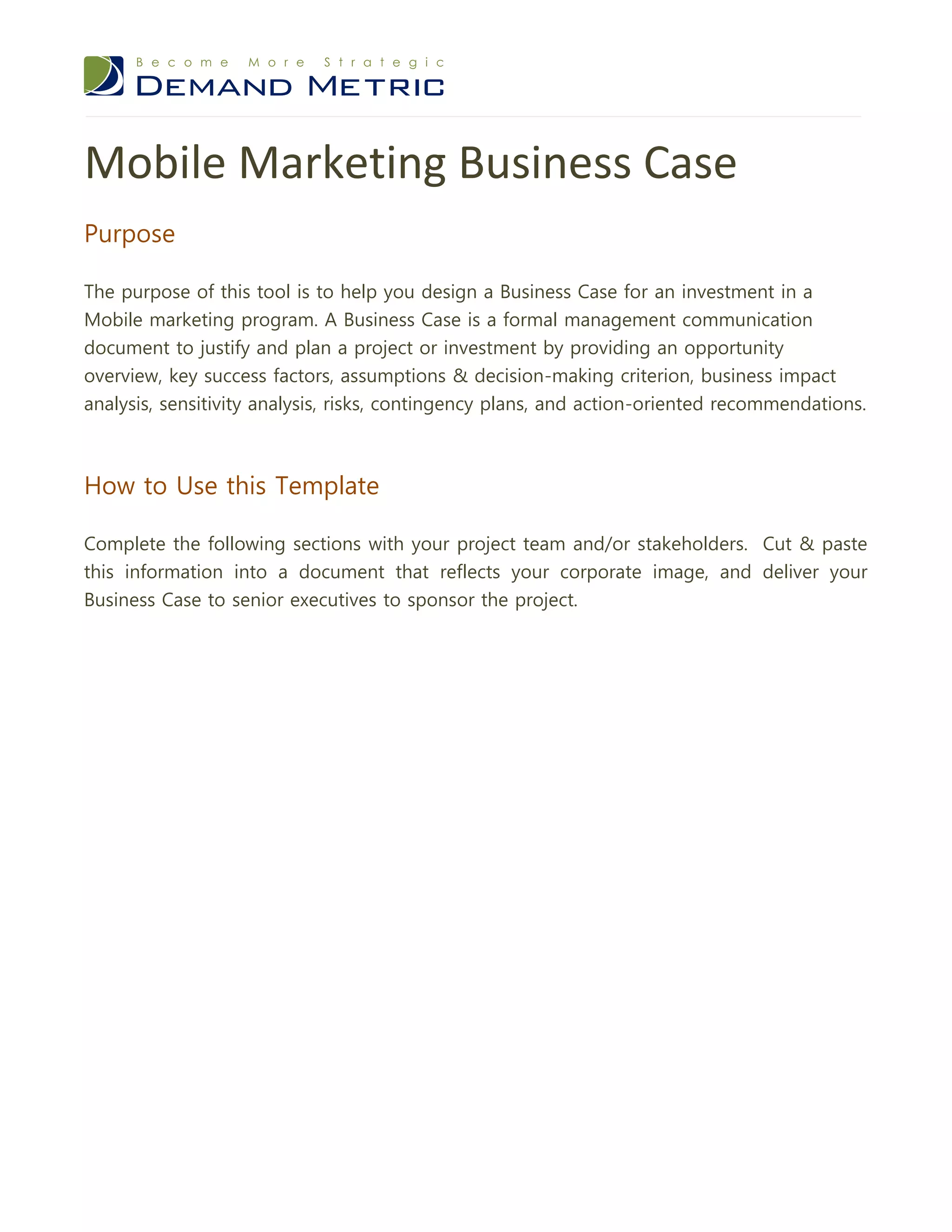 Mobile Marketing Business Case | PDF