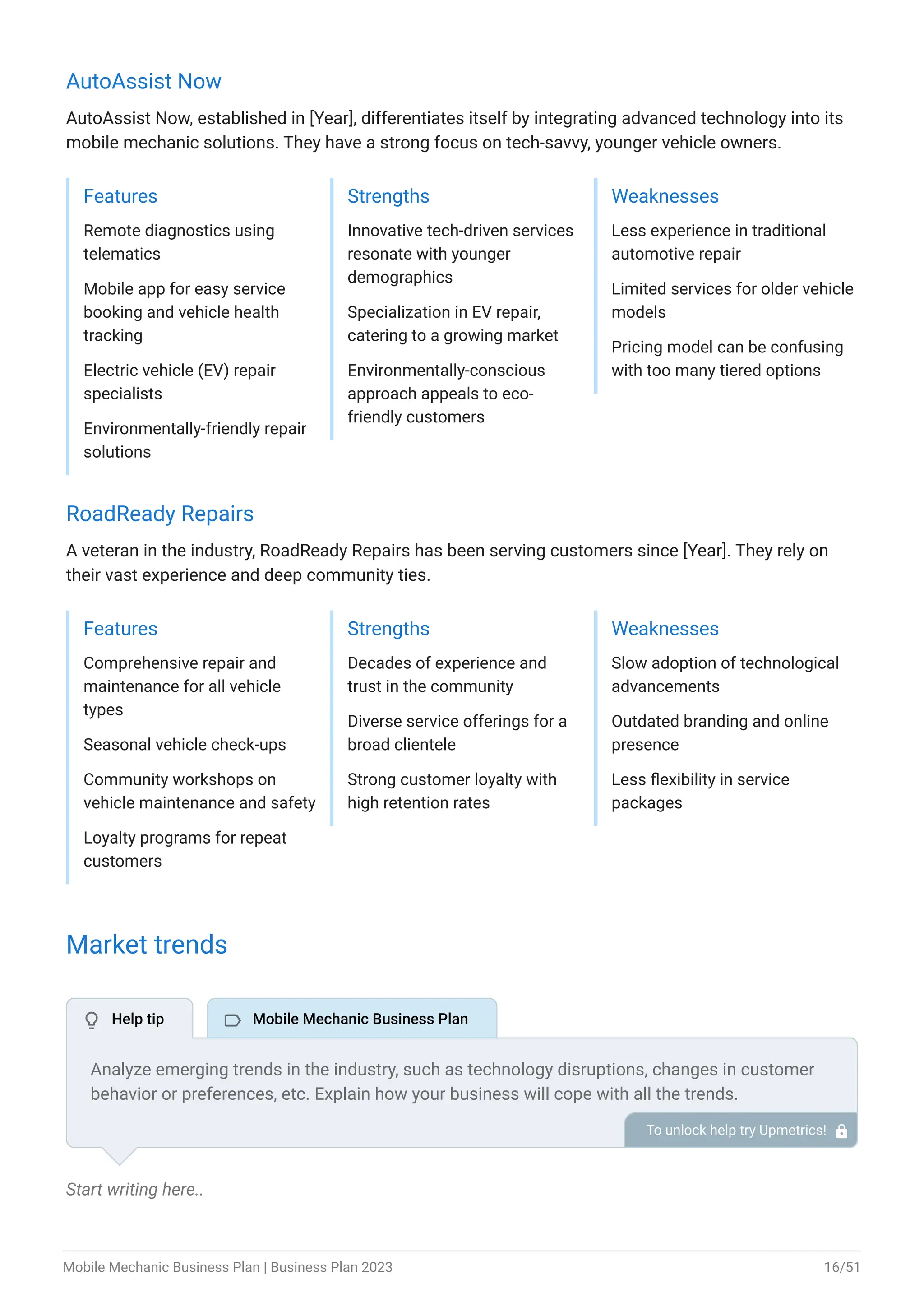 mobile mechanic business plan | PDF