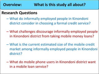 Mobile money loans vs borrowing behavior of Tanzanias urban informally ...
