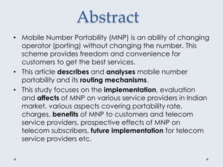 Mobile number portability with IEEE Material | PPTX
