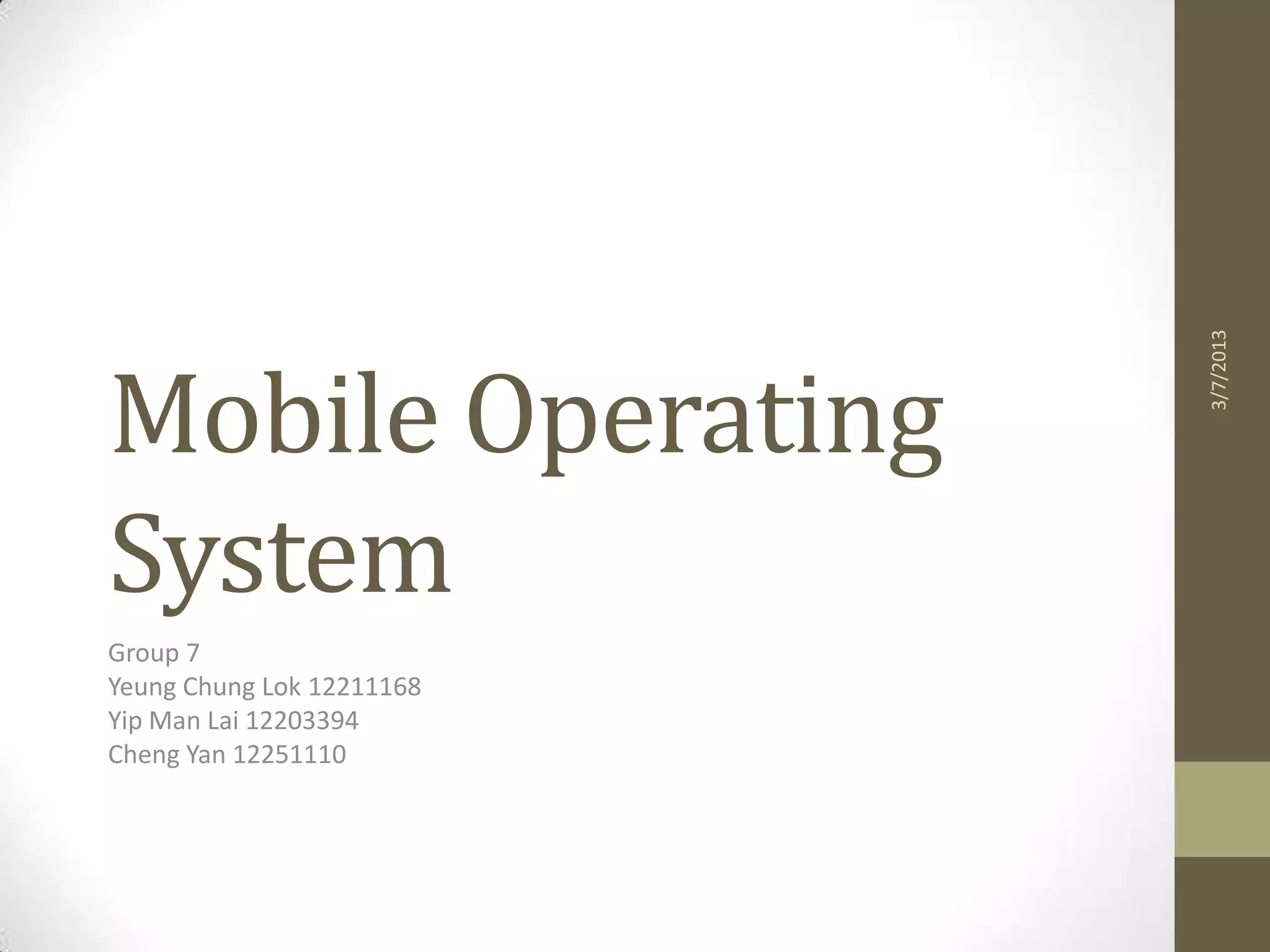 Mobile Operating System Ppt