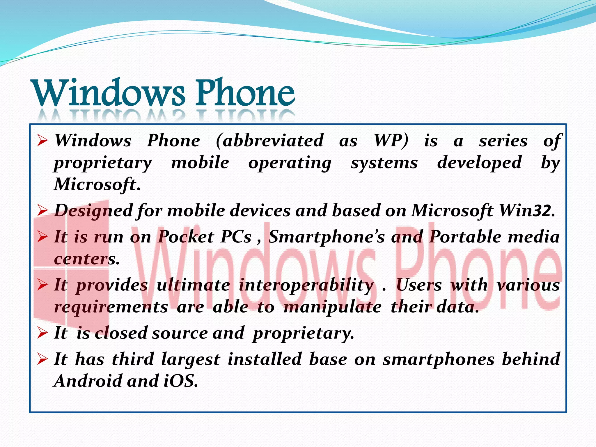Mobile operating system by Shabeeb | PPTX