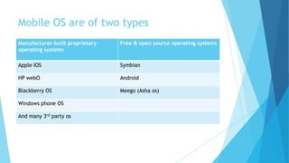 Mobile operating systems | PPTX