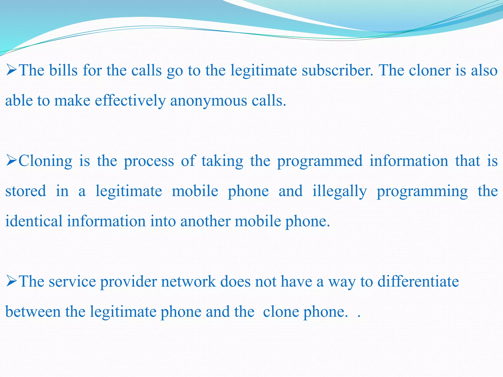 Mobile phone cloning | PPTX | Phone Services | Home Utilities