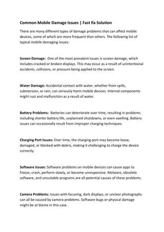 Mobile Phone Issues.pdf | Smartphones | Consumer Electronics