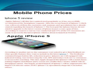 Mobile phone price | PPSX