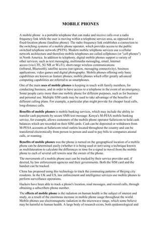 Mobile Phones.docx | Phone Services | Home Utilities