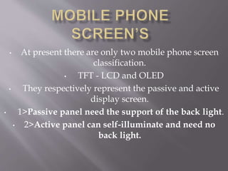 Mobile phone screen’s | PPT
