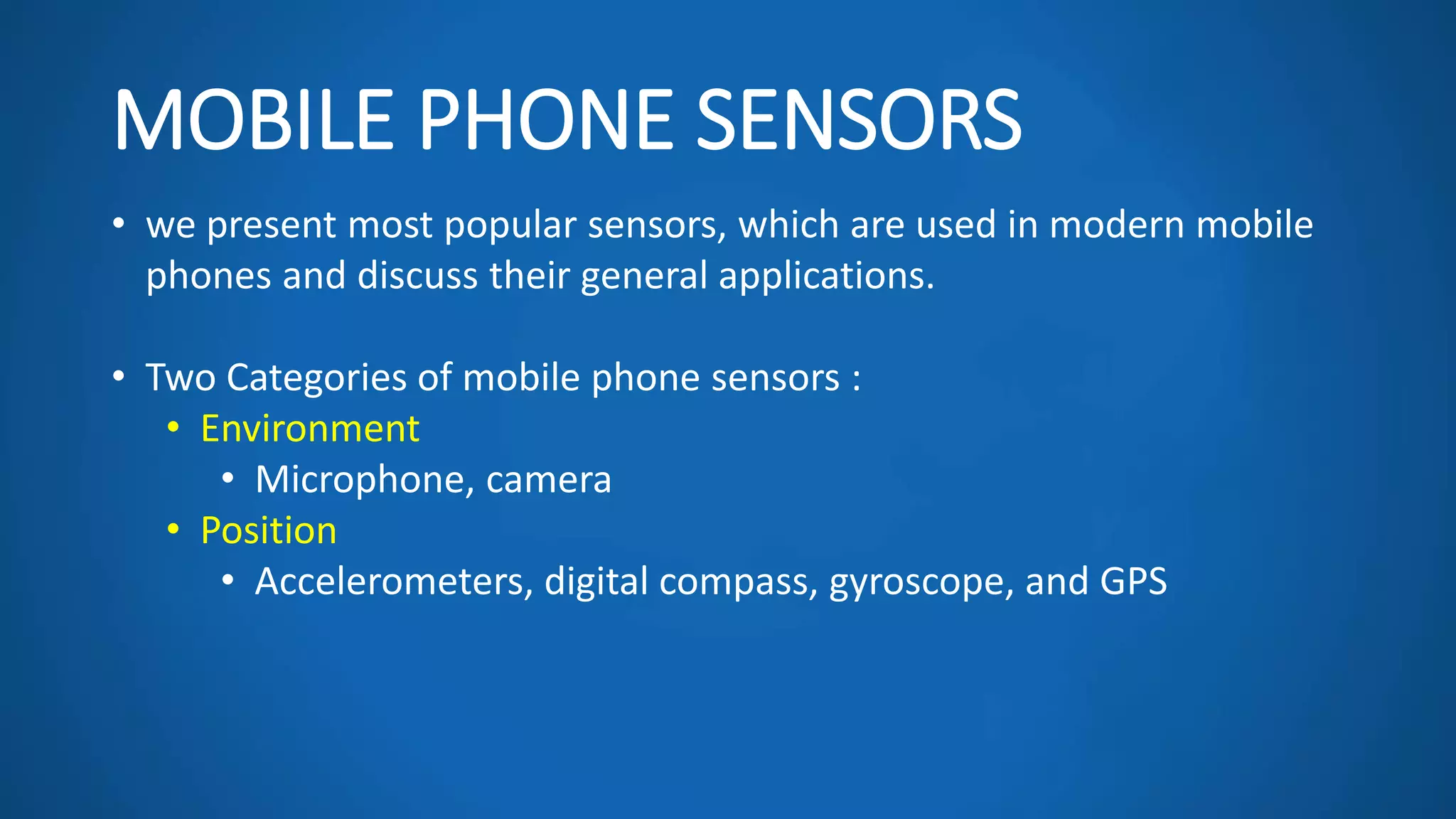 Mobile phone sensors in health applications | PPT