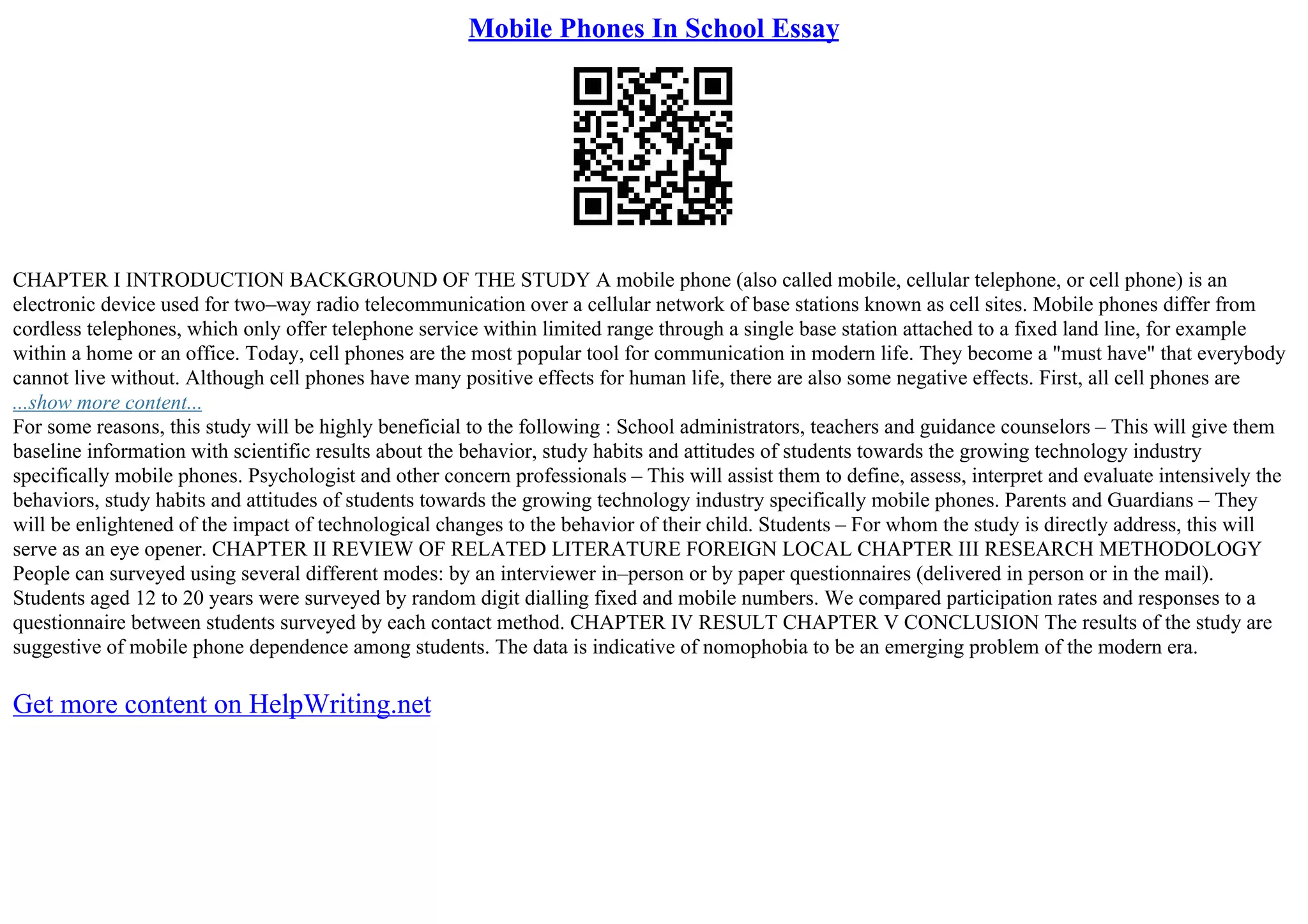 Mobile Phones In School Essay | PPT