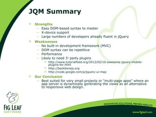 JQuery Mobile vs Appcelerator Titanium vs Sencha Touch | PPT