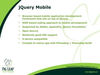 JQuery Mobile vs Appcelerator Titanium vs Sencha Touch | PPT