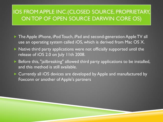 Mobile platforms | PPTX | Operating Systems | Computer Software and Applications